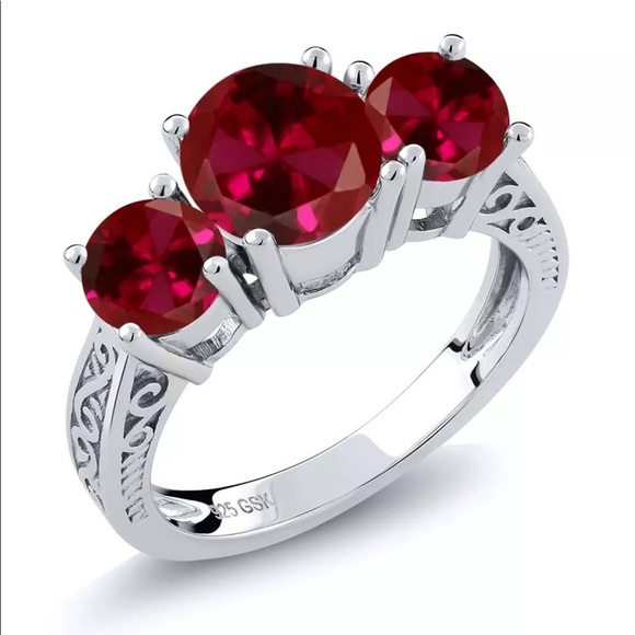 Jewelry | Red Topaz 275ct 3 Stone Ring In 925 | Poshmark